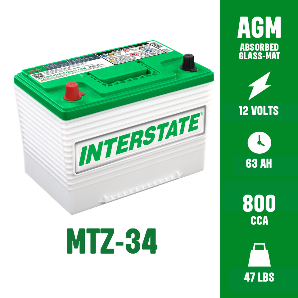 Interstate Batteries Group Size 34 12V 63Ah SLI Pure Lead AGM ...
