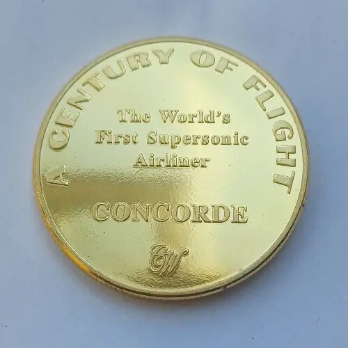 Last Flight of Concorde 2003 Commemorative Gold Coin Airliner Aeroplane ...