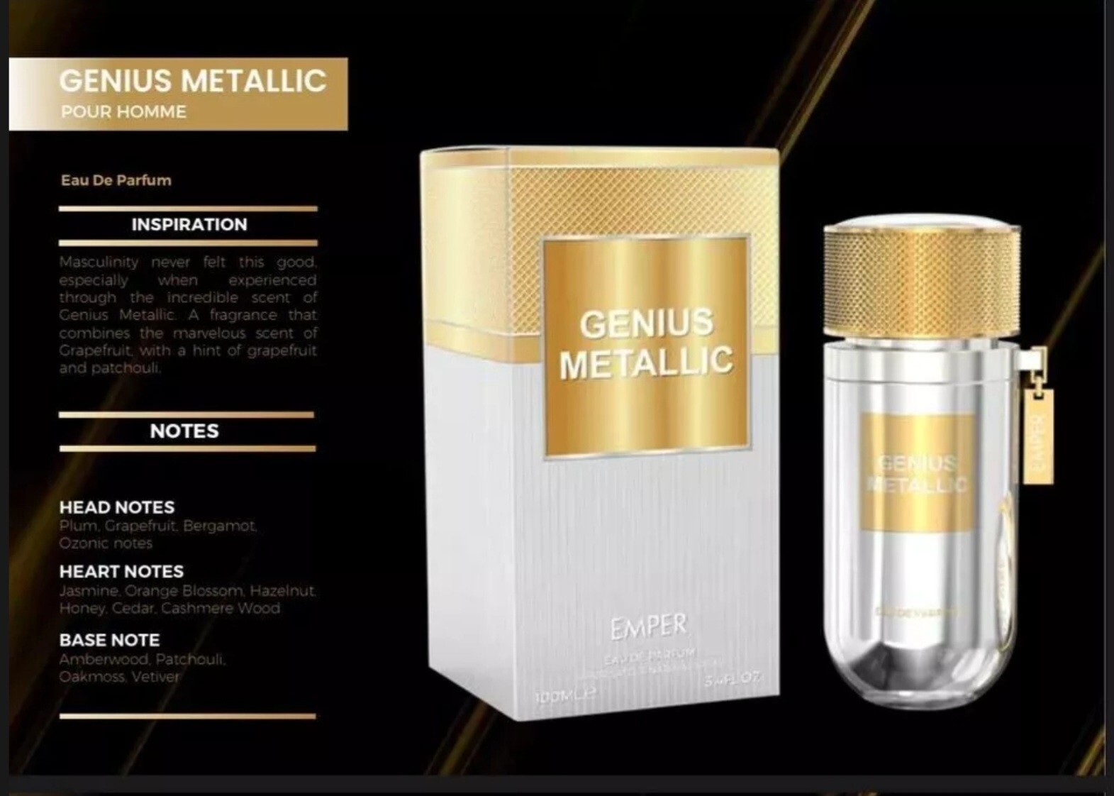 EMPER'S "GENIUS METALLIC" 3.4 fl oz eau de parfum | eBay
