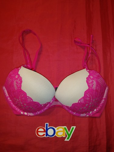 Victorias Secret VERY SEXY PADDED PUSH UP Women 32D PINK NUDE LACE BRA ...