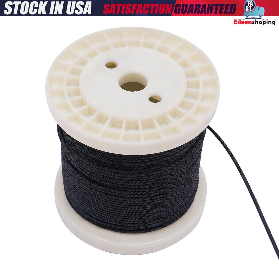 300FT 1/8" 316 Stainless Steel Wire Rope Aircraft Cable For Fencing ...