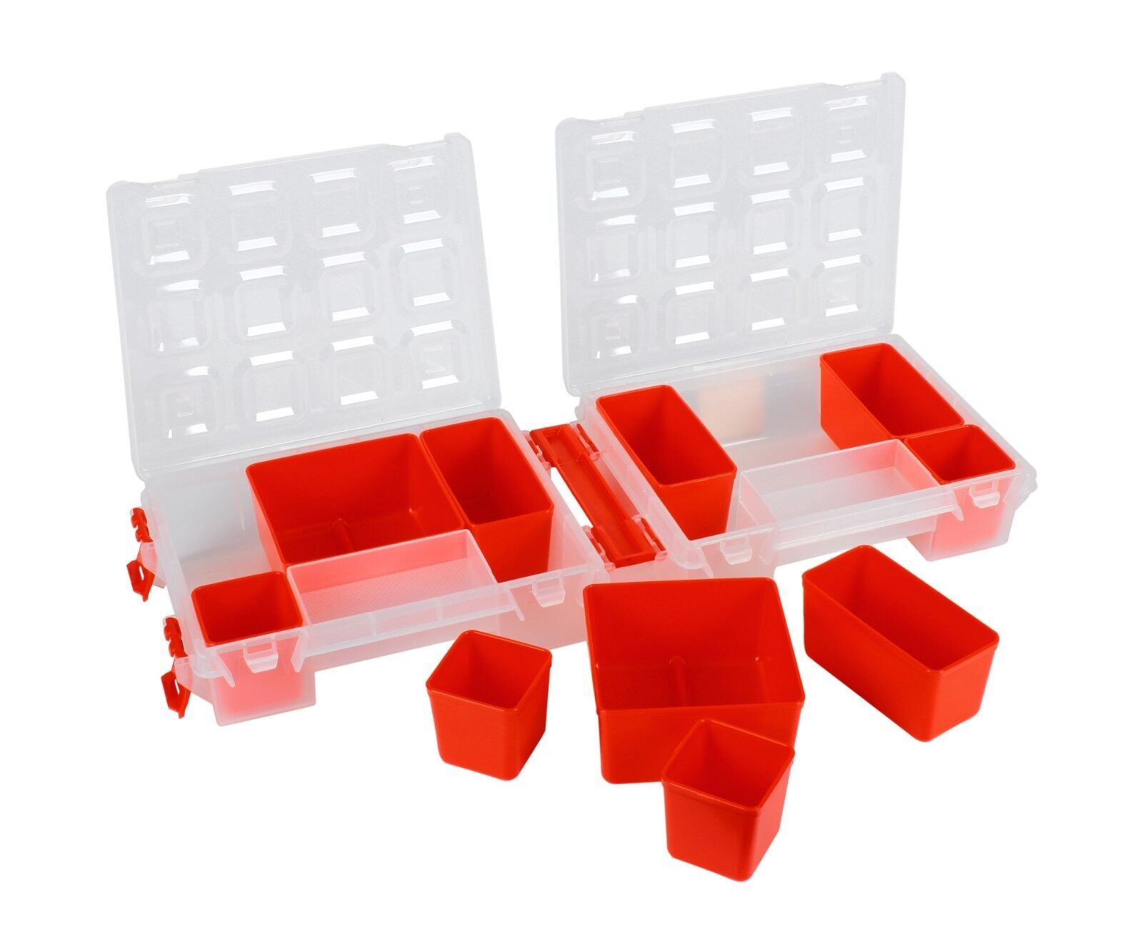 Red Tool Box Hobby Storage Case With Extendable Trays Carry Handle ...