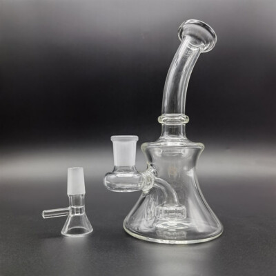 6inch Clear Glass Bong Hookah Smoking Hand Pipes Crook Neck Water Pipe ...