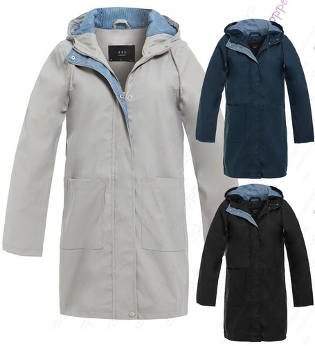 Womens Rain Mac Waterproof Long Raincoat Ladies Jacket Size 8 10 12 14 ...