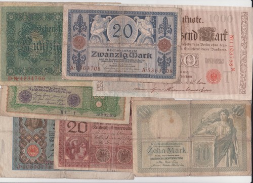 Lot Germany Reich 7 banknotes 1906-... reichsmark, WW1- paper money | eBay