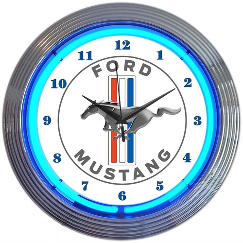 Neonetics 8MUST1 Ford Mustang Blue Neon Clock 15 Width x 15 Height x 3 ...