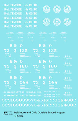 K4 O Scale Decals Baltimore and Ohio Diagonally Braced Twin Hopper ...