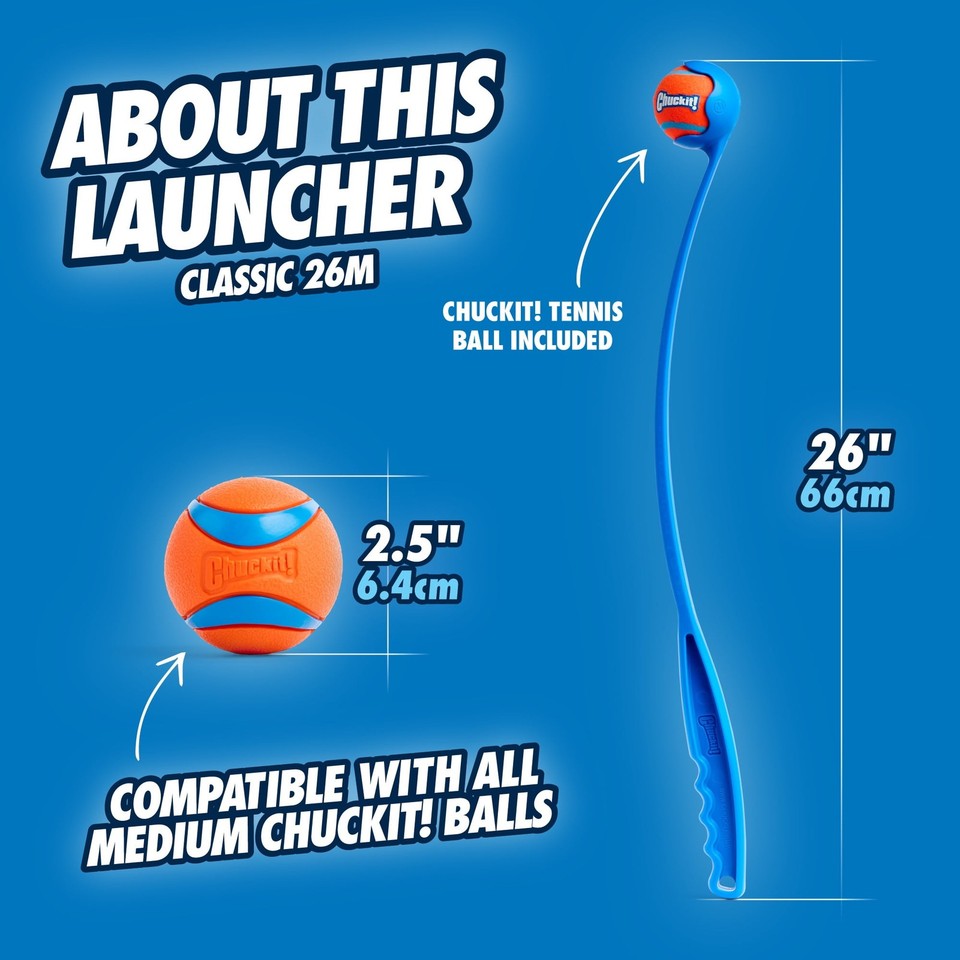Chuckit! Classic Ball Launcher Dog Toy, 26-Inch Handle, Ball Included ...
