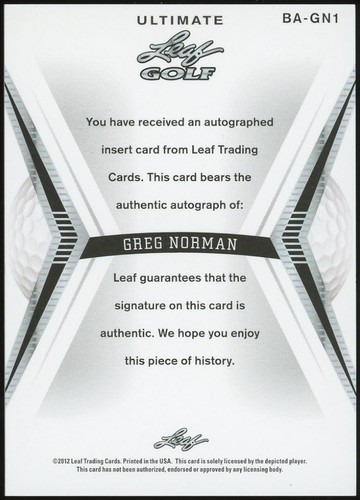 2012 Leaf Ultimate Golf Bronze Foil #BAGN1 Greg Norman Autograph | eBay
