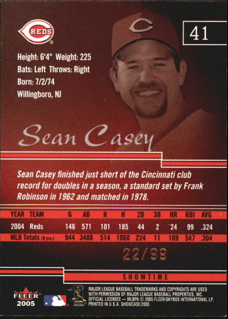 2005 Fleer Showcase Showtime Cincinnati Reds Baseball Card #41 Sean ...