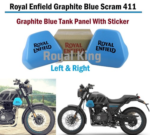 Royal Enfield "Graphite Blue Scram 411" Left & Right "Tank Panel With ...