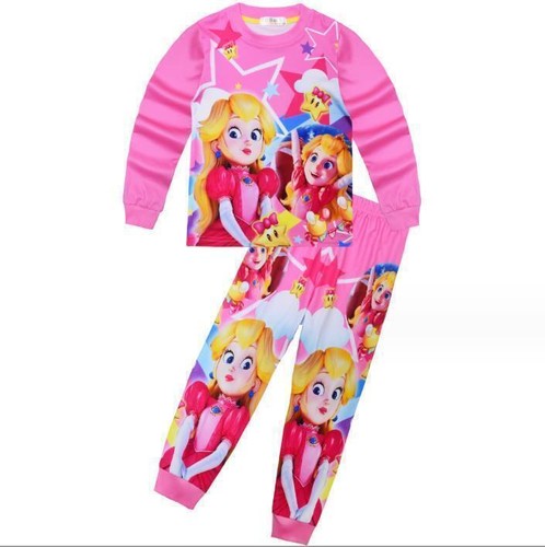 Kids Girl Pyjamas Outfits Nightwear Princess Peach PJs Tops Pants Set ...