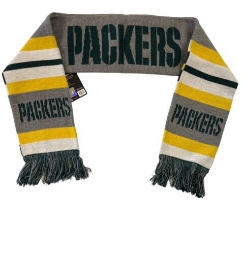 NFL Green Bay Packers 4' Gray Scarf Adult Reversible Winter Ascot ...