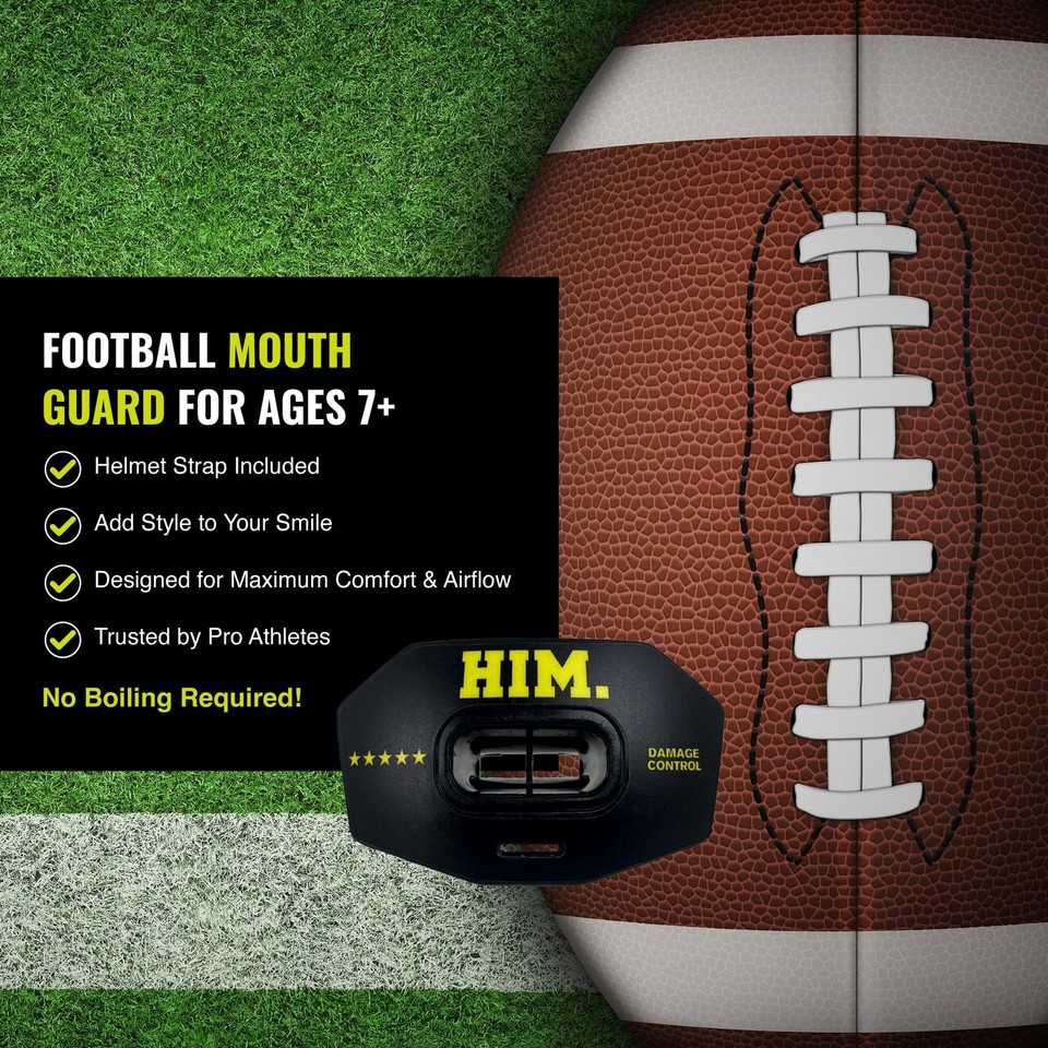 DAMAGE CONTROL Youth Football Mouth Guard - Breathable, No-Boil, w ...