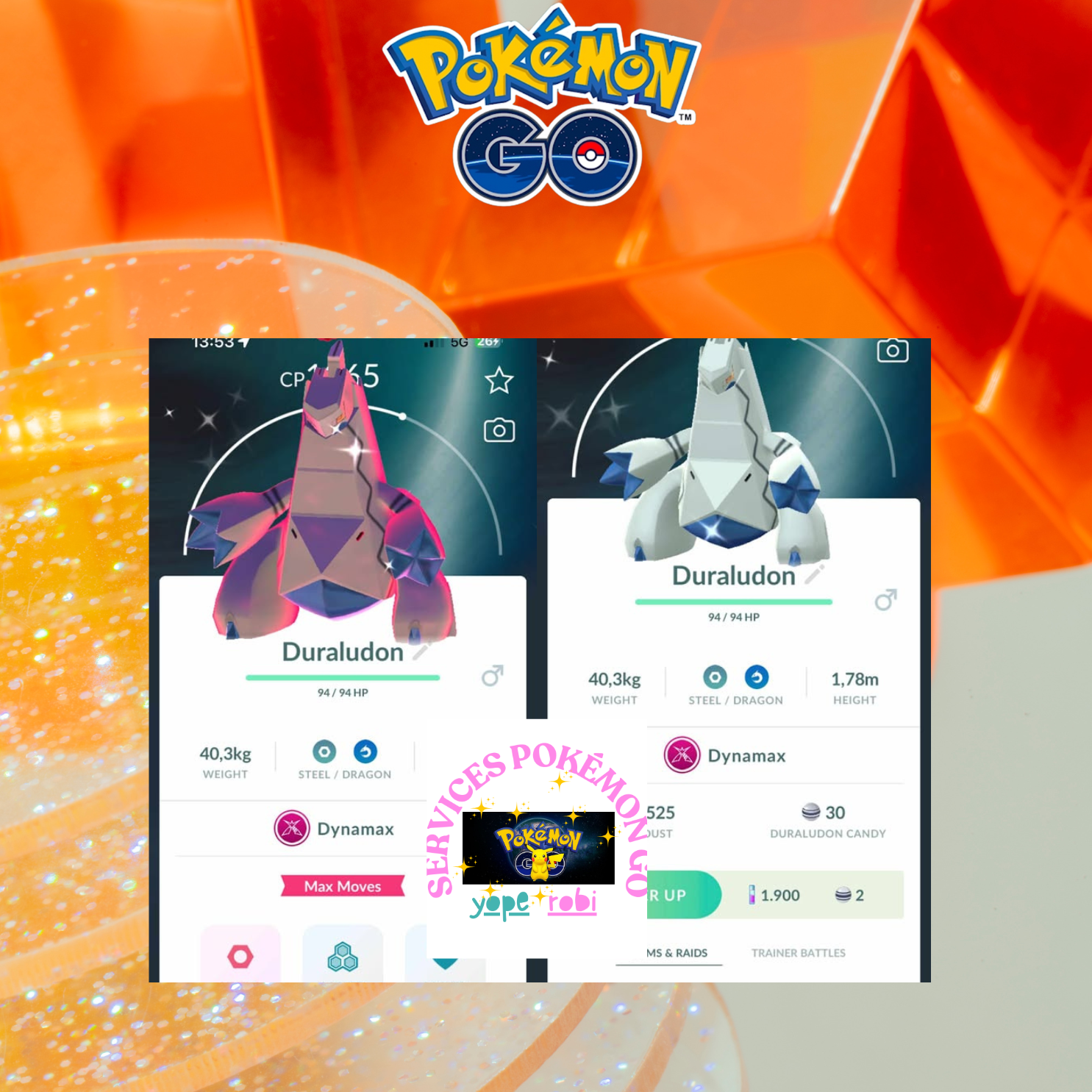 Pokémon go Shiny Dynamax Duraludon -Tr de or PTC | eBay