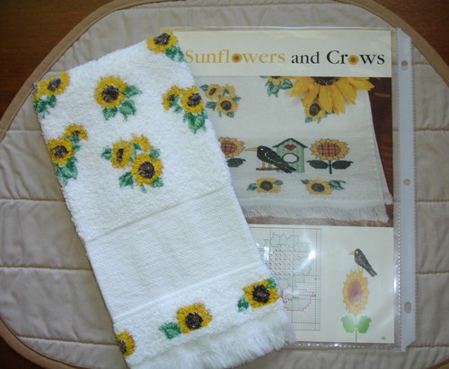 Charles Craft Sunflowers Kitchen or Hand Towel with Sunflowers & Crows ...