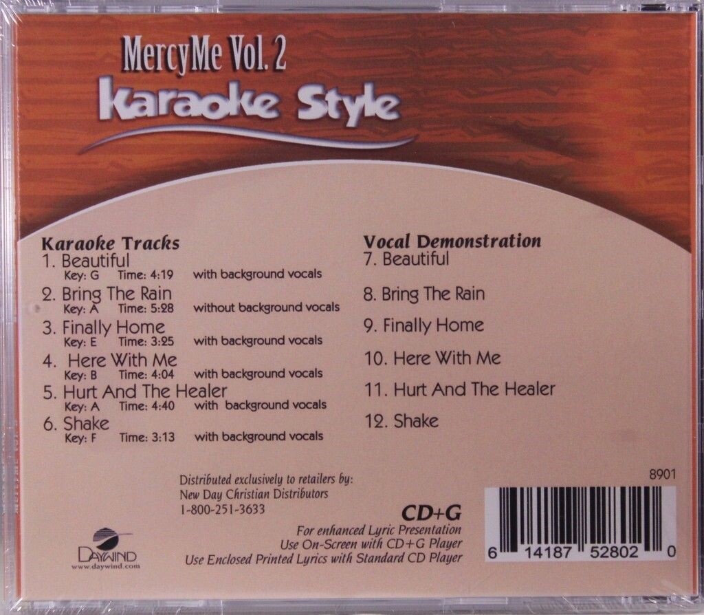 MercyMe Volume 2 Christian Karaoke Style CD G Daywind 6 Songs for sale ...