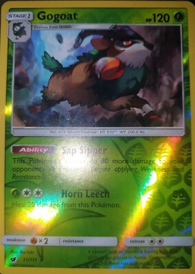 Pokemon Card Gogoat 11/111 Rare Reverse Holo Crimson Invasion Genuine ...