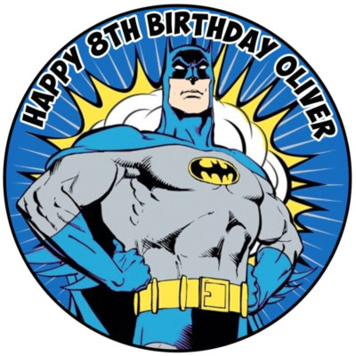 1 x LARGE BATMAN Edible Cake Topper Rice Wafer Paper PERSONALISED ...