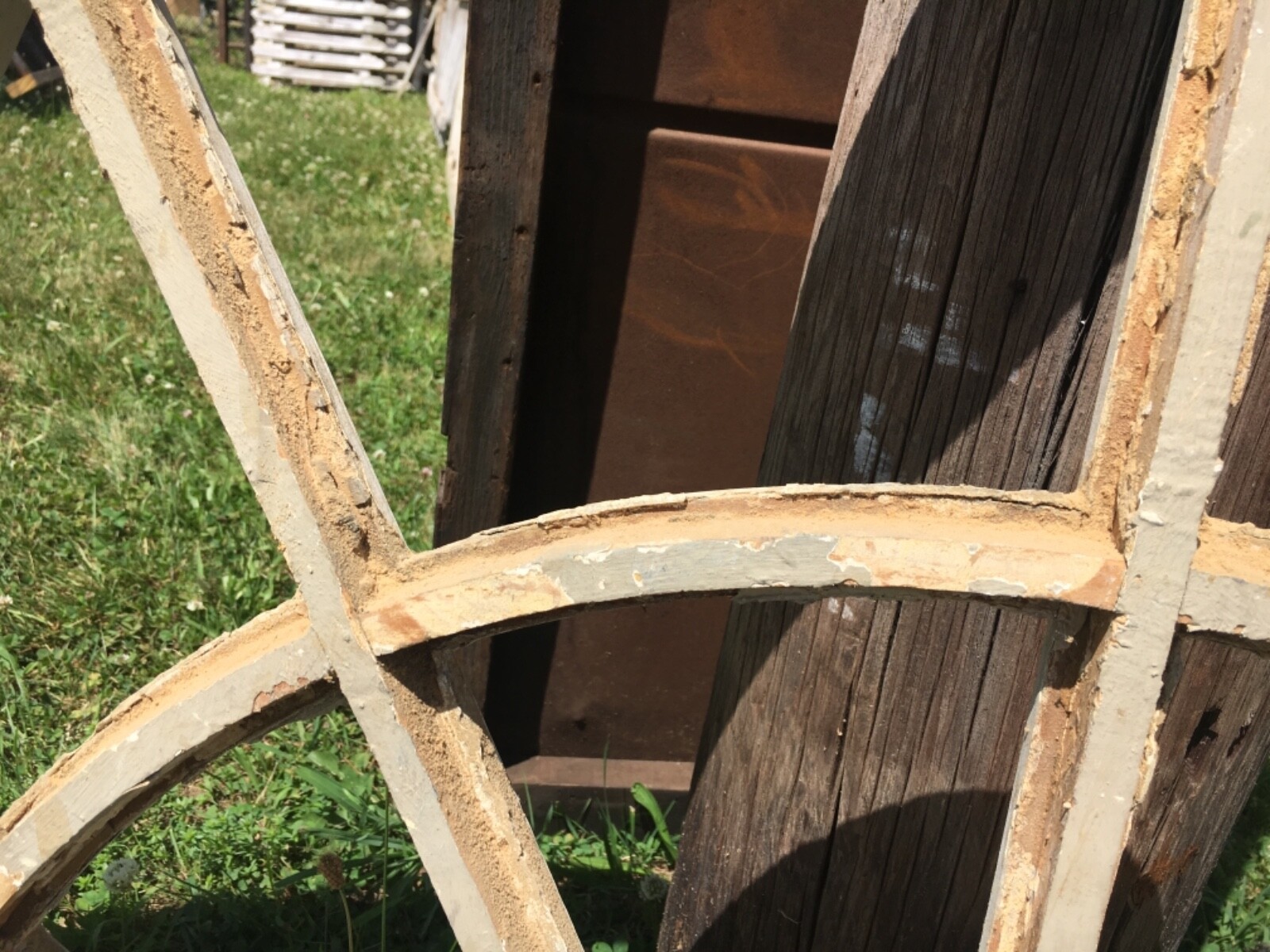 GORGEOUS c1870 arched spider web design window frame NO gLaSS 51” x 19 ...