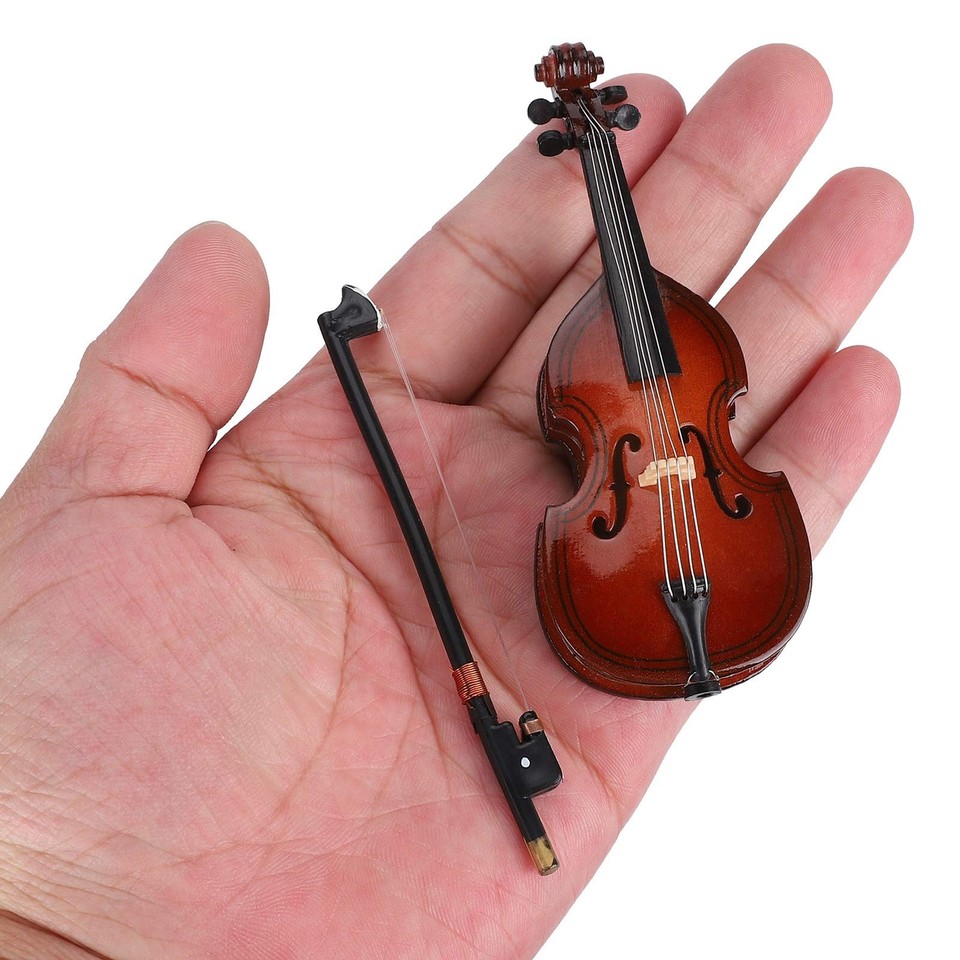 Miniature Double Bass, Wooden Miniature Musical Instrument, Replica ...