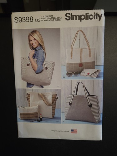 Simplicity 9398 Uncut Sewing Pattern Purse Handbag Tote Bag Cosmetic ...