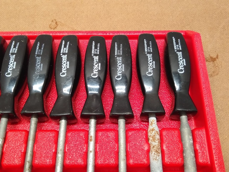 VTG 9pc Crescent Nut Driver Set 3/16" to 1/2" SAE Black Handle USA W ...