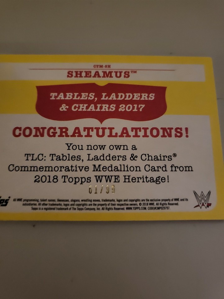 Sheamus TLC Medallion Card 2018 Topps Heritage 61/99 brown parallel | eBay