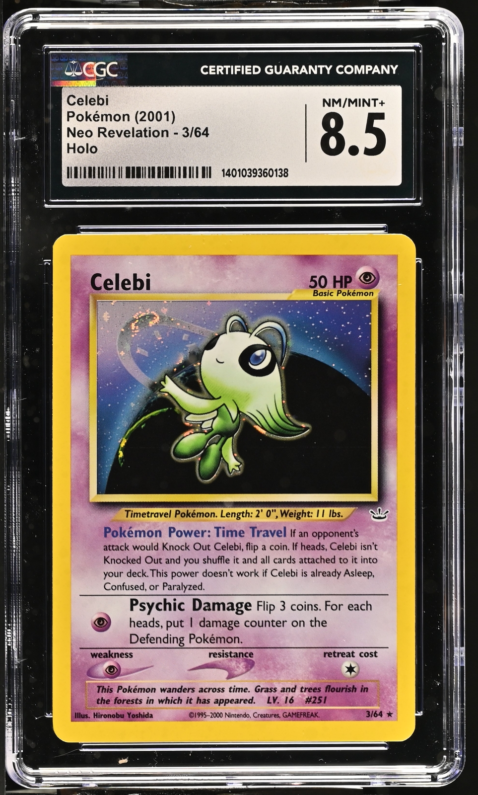 CGC 8.5 Celebi 2001 Neo Revelation 3/64 Holo Rare SWIRL Pokemon Card ...