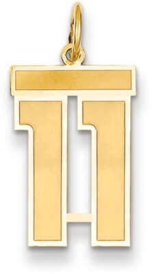 14K Yellow Gold Medium Satin Number 11 Charm | eBay