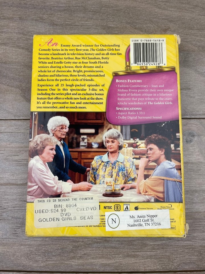 The Golden Girls DVD 1985 Complete First Season 3-Disc Set Beatrice ...