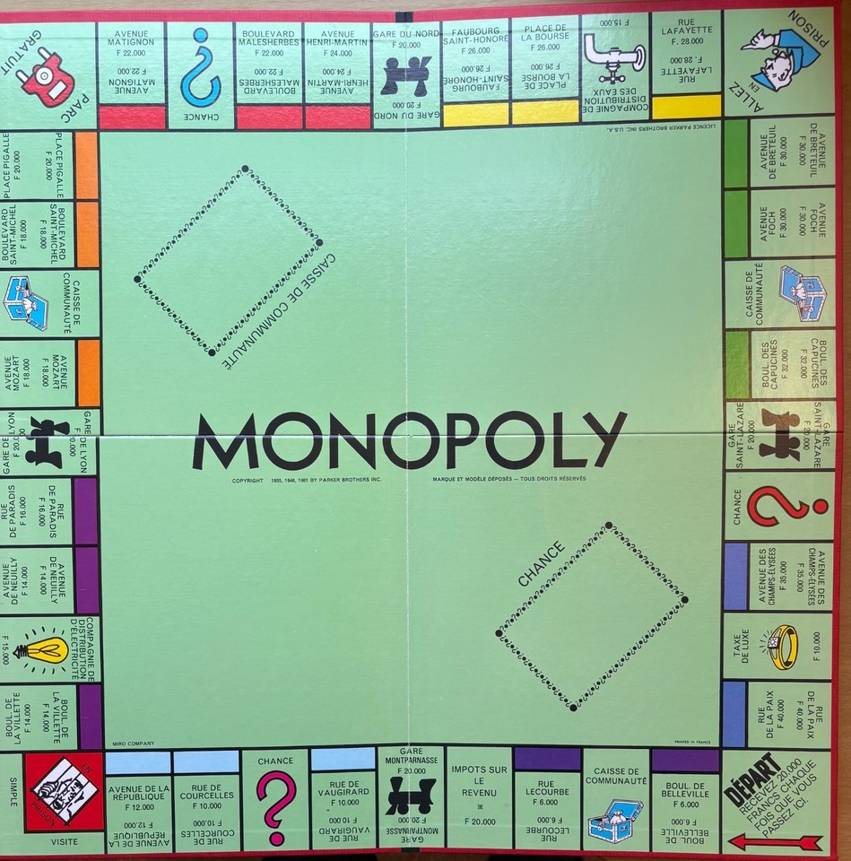 Vintage 1960s Monopoly Board Game in French (set in Paris) Open box but ...