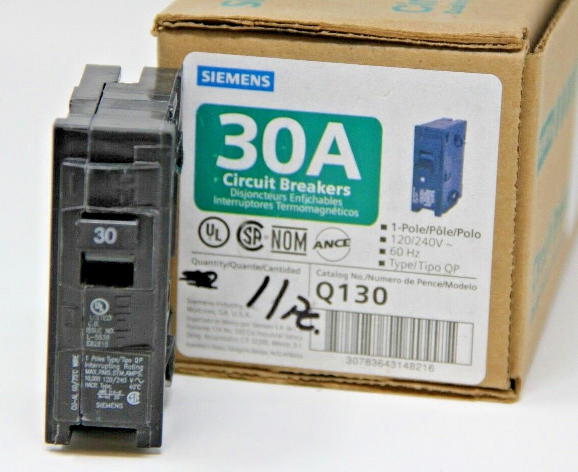 Siemens Q130 30 AMP Single Pole Circuit Breaker 1 Pole New Free ...