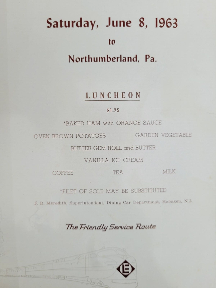 Vintage 1963 ERIE LACKAWANNA RAILROAD MENU Railroad Enthusiasts of NY ...