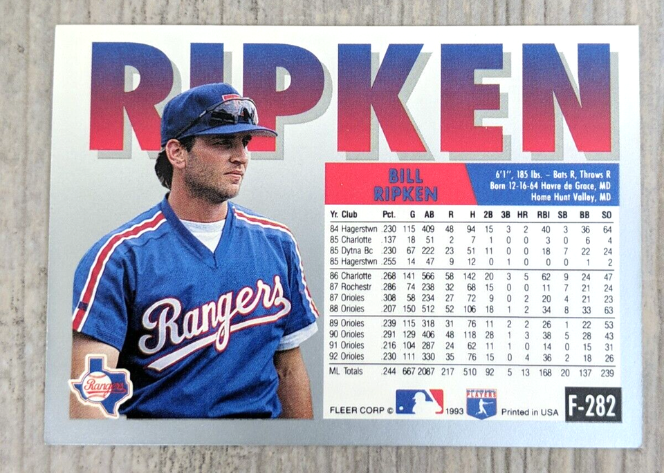1993 Fleer Final Edition #F-282 BILL RIPKEN Texas Rangers | eBay