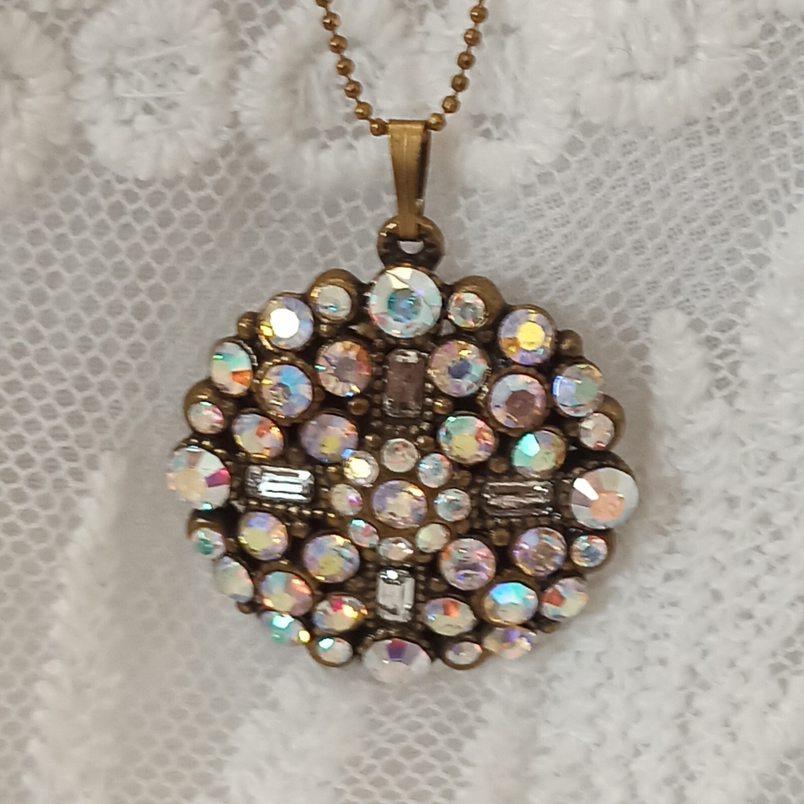 Michal Negrin Necklace Long Round Aurora Borealis Cluster Crystals ...
