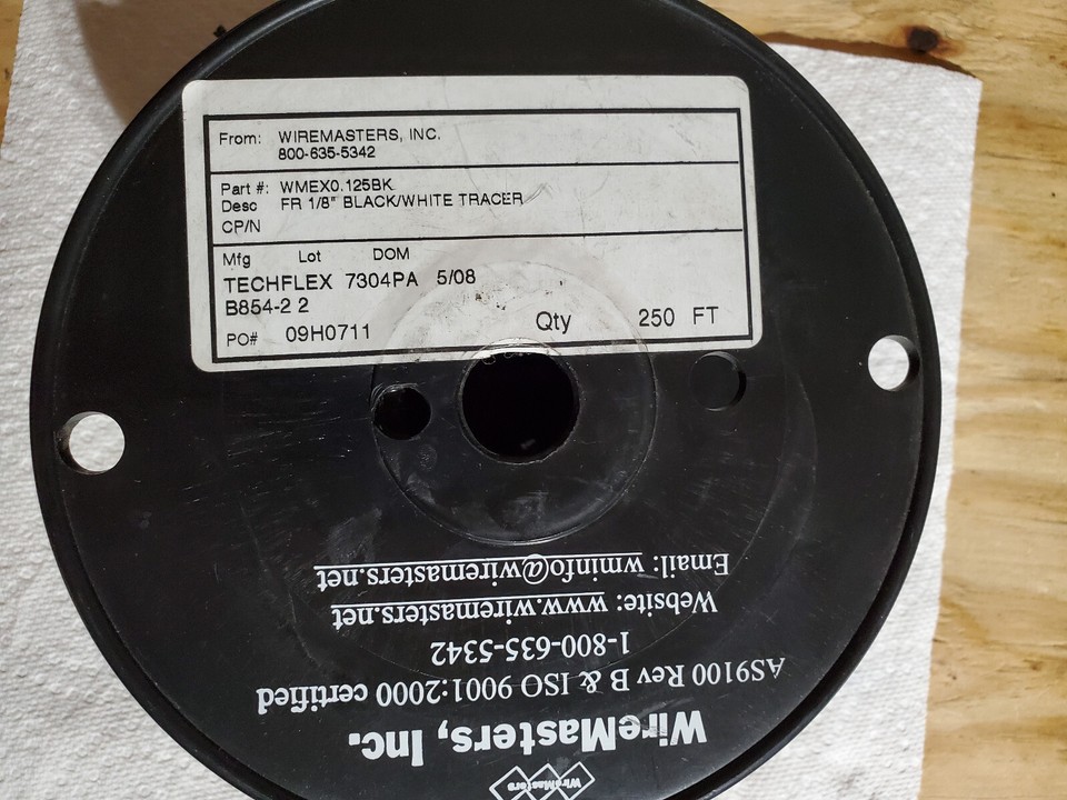 Techflex WMEX0.125BK FR 1/8in Expandable Sleeving with White Tracer ...