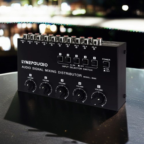 Mini 5-way Audio Splitter Stereo Switcher Box Sound Mixer for Club ...