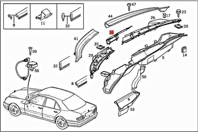 2000 MERCEDES E 320 W 210 Wiper Gear Cover Part 2108300013 OEM for sale ...