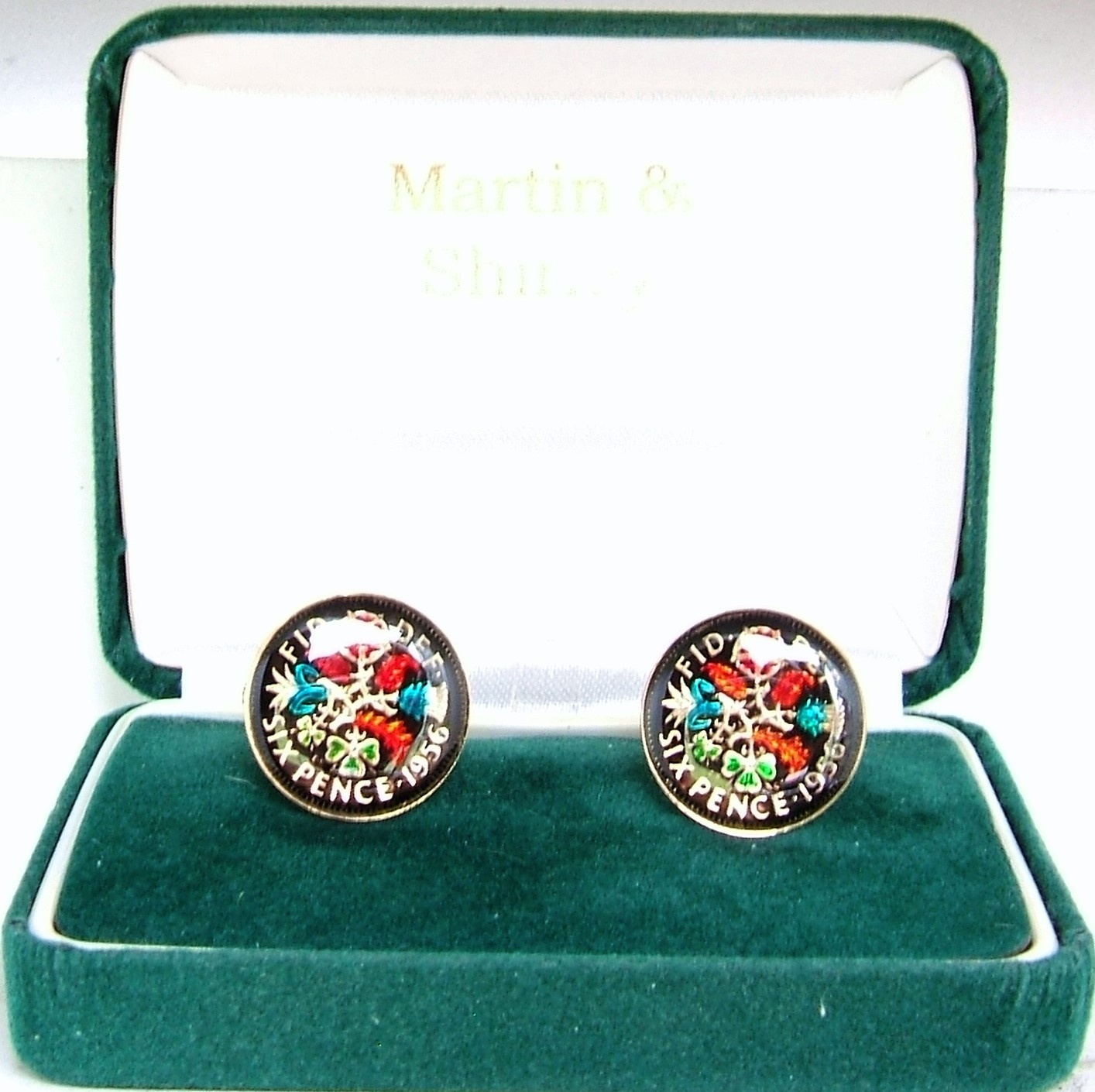 1956 Sixpence cufflinks from real coins in Black & Colours & Gold | eBay UK