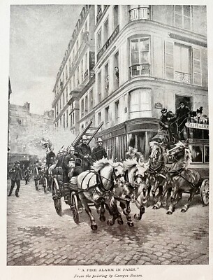 Victorian Horse Drawn Engine FIRE ALARM IN PARIS 1898 Georges Busson ...