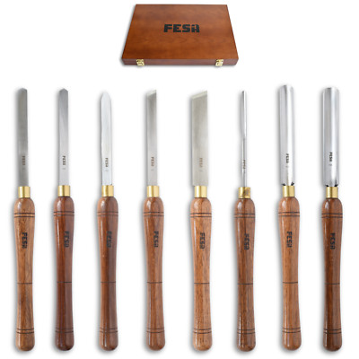 FESA Wood Turning Tools for Lathe-8 Pc HSS Wood Chisel Set-Professional ...