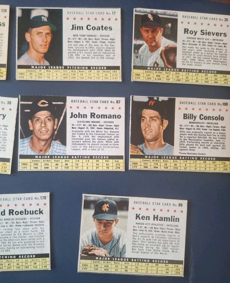 1961 POST BASEBALL CARD X 8 Mixed Lot..NICE!!!! | eBay