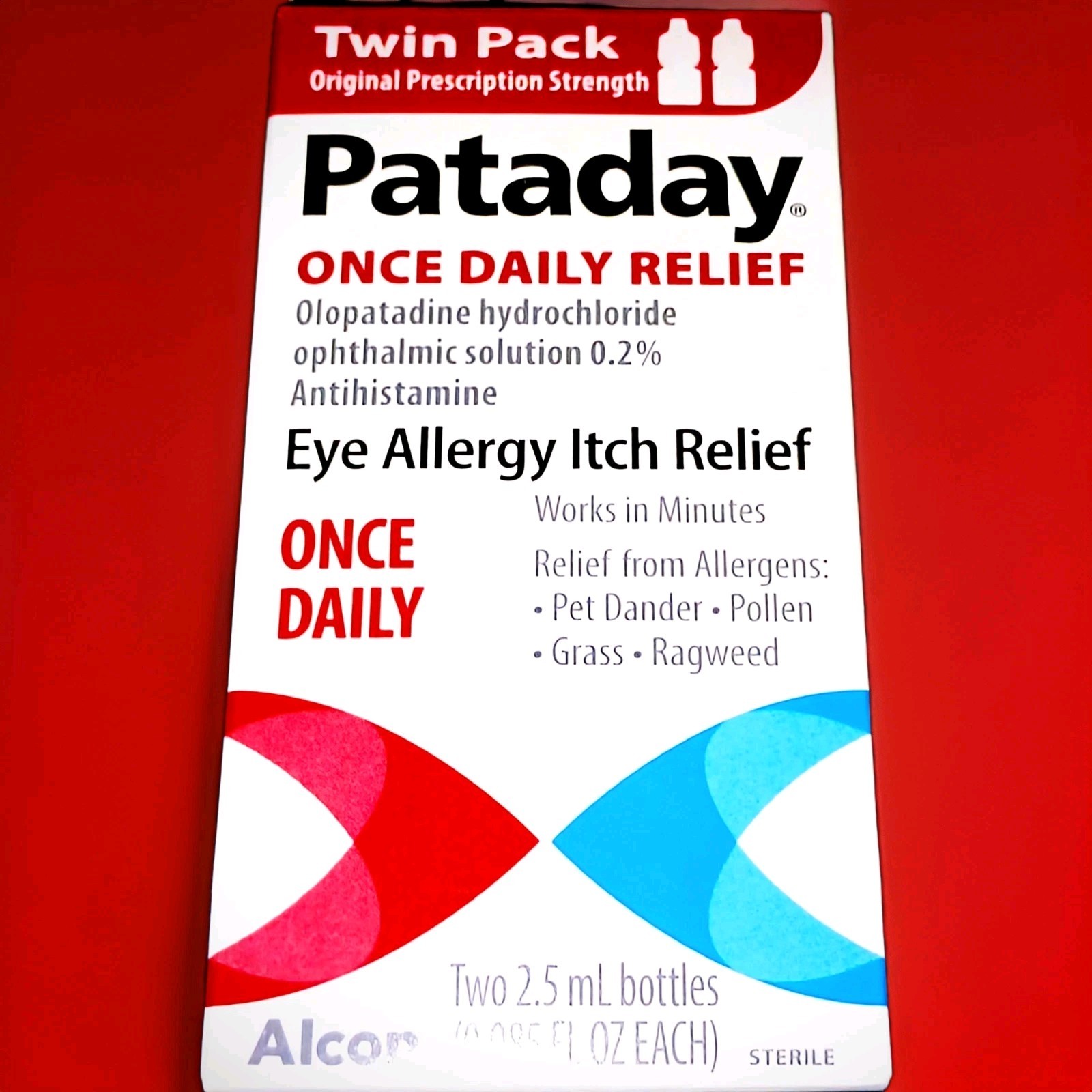 Alcon Pataday Once Daily Eye Drops Twin Pack Olopatadine Antihistamine ...