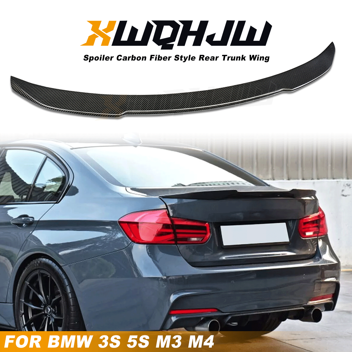 Carbon Fiber Trunk Highkick Spoiler Wing Lip for BMW 3 Series F30 2012 ...