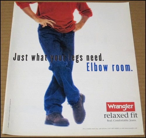 1999 Wrangler Relaxed Fit Jeans Print Ad Advertisement Clothing Brand ...