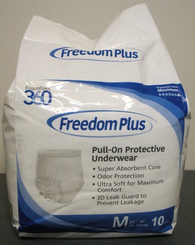 10 Freedom Plus 360 Pull-On Disposable Underwear Size M 24-36". Expire ...