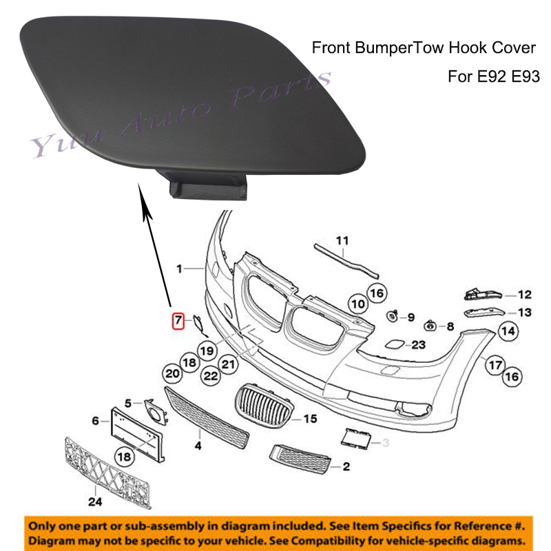 Front Bumper Tow Hook Cover 51117187956 For BMW E92 E93 3-Series 06-09 ...