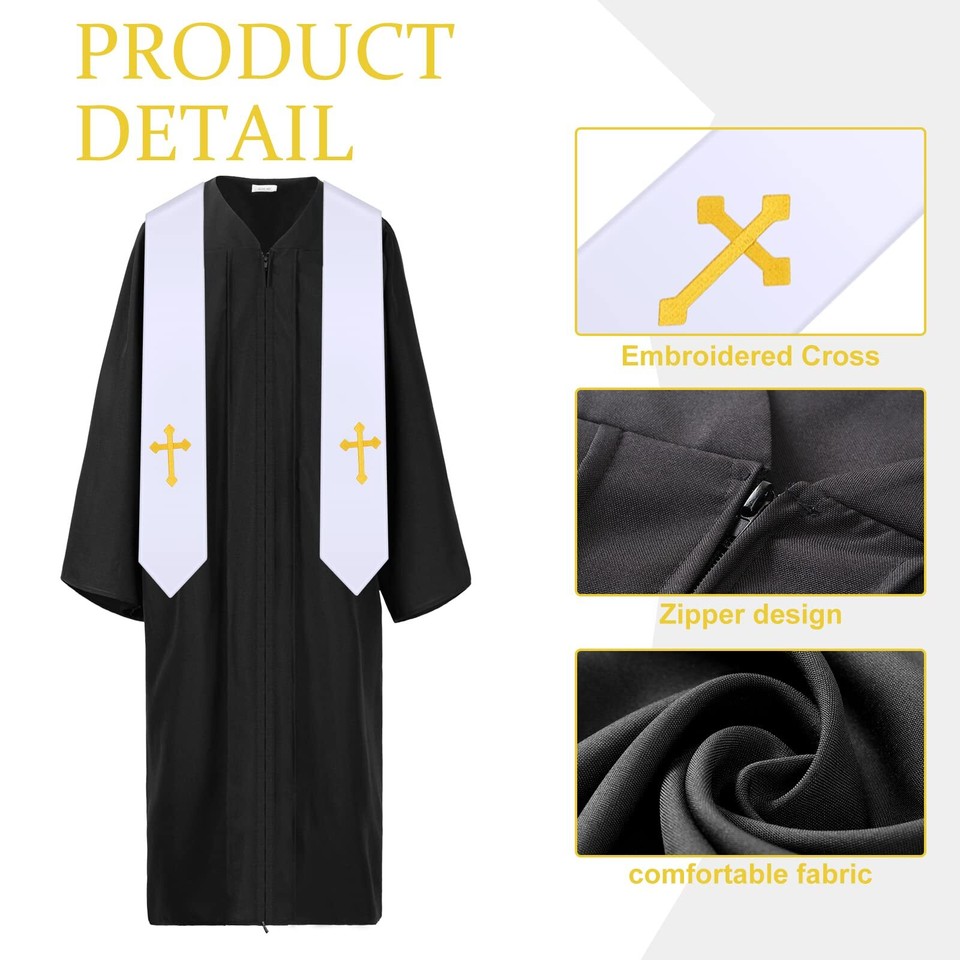 2 Pcs Clergy Robes Priest Costume Set Women Pulpit Choir Robe Baptism ...