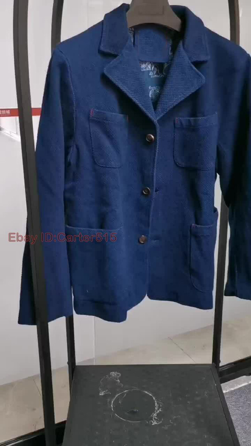 Vintage Mens Indigo Coat Jacket Blue Dyeing French Work Jackets Heavy ...